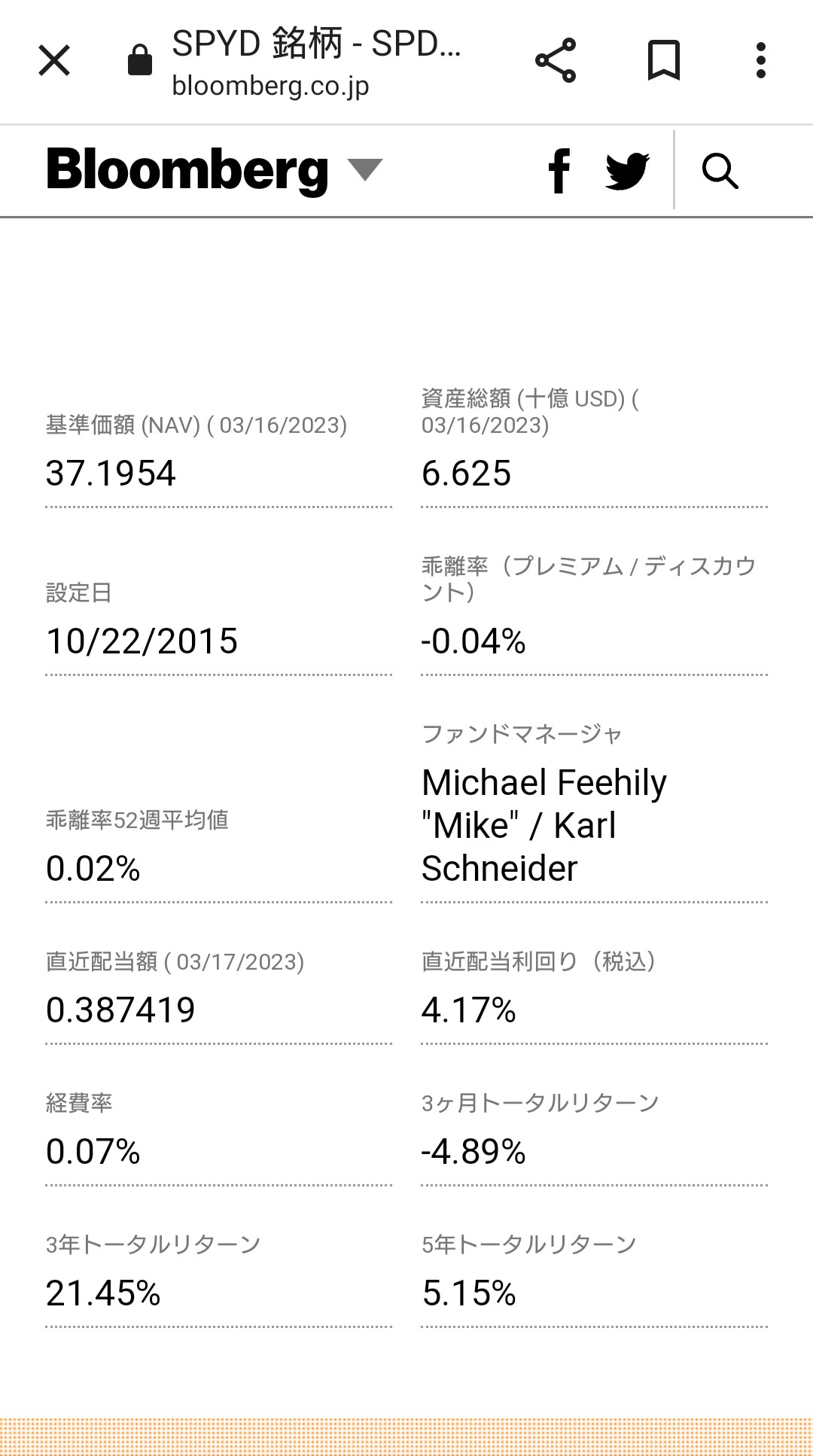米国高配当ETF（VYM・SPYD）分配金推移 2023/3 | 薬剤師カレイの資産形成